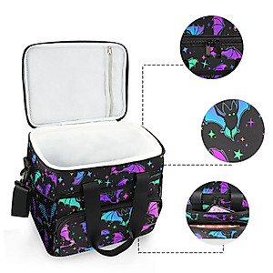 MNSRUU Cooler Bag Halloween Luminous Bats Soft Cooler Bag Insulated Lunch Totes Picnic Bag Beach Cooler Lunch Box Container with Adjustable Shoulder Strap