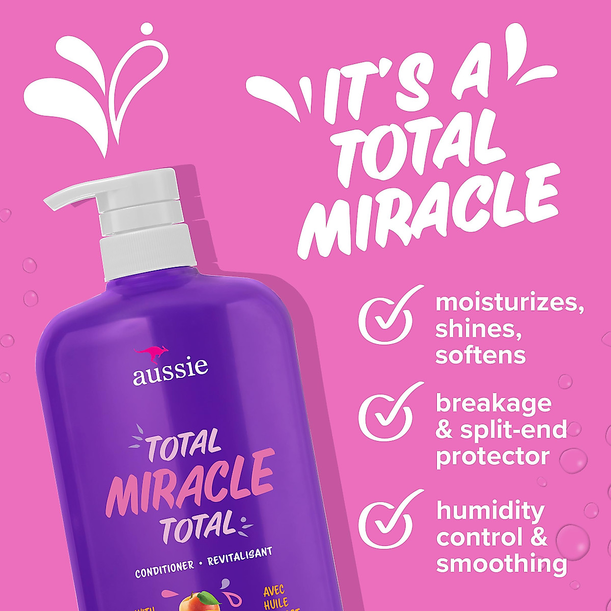 Aussie For Damage â Paraben-Free Total Miracle Conditioner w/Apricot, 30.4 fl oz/bottle (4 Count)