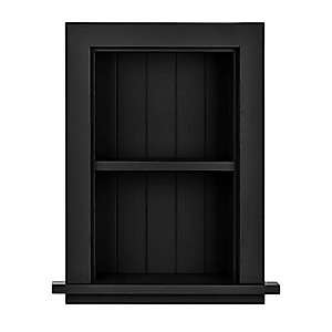 AdirHome Recessed Wall Mount Storage Cabinet – Sturdy Fully Assembled Wooden Utility Storage Shelf – Ideal for Home Kitchen, Bathroom, Laundry, Medicine Cabinet (Black)