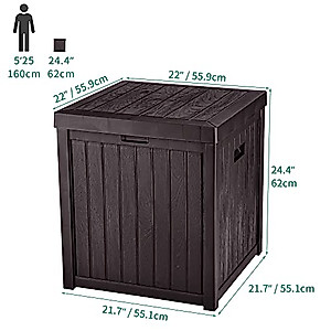 YITAHOME 51 Gallon Medium Deck Box,Outdoor Storage Container for Patio Cushions,Pool Supplies,Garden Tools,Weather, Resistant,Resin (Brown)
