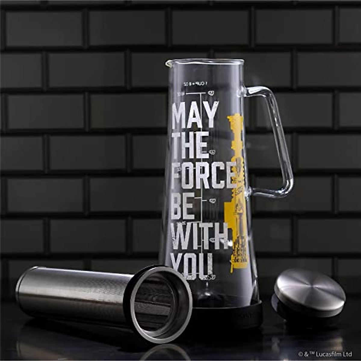 JoyJolt Star Wars Cold Brew Coffee Maker. 32oz/1L Cold Coffee Brewer and Infuser Filter. Glass Iced Coffee Maker Ice Tea Maker Cold Brew Pitcher. Star Wars Gift and Star Wars Kitchen Accessories