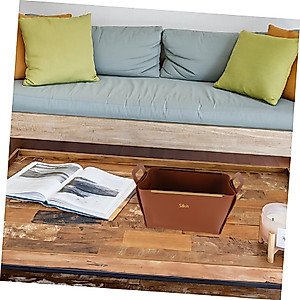 ANDRESLAD Storage Box Entryway Storage Basket Clothes Storage Basket Cosmetic Basket Sundries Storage Organizer Desktop Basket Foldable Hamper Pantry Storage Fruit Trays Basket Pu Brown