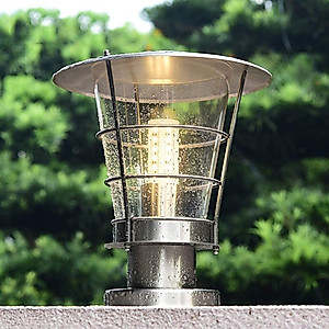 MODEBHD European Traditional Retro Acrylic Lampshade Column Lamps Lantern Outdoor E27 Pillar Lamp Balcony Waterproof Pillar Lights Round Shape Boundary Villa Park Decoration Rainproof Post Light