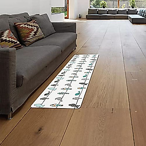 2 PCS Cushioned AntiFatigue Kitchen Mats and Rugs,Birds Florals Absorbent Floor Bath Door Mat Non-Slip Doormat Accent Runner Carpet Washable Comfort Standing Mat Retro Teal Plaid Boho Polka Dot