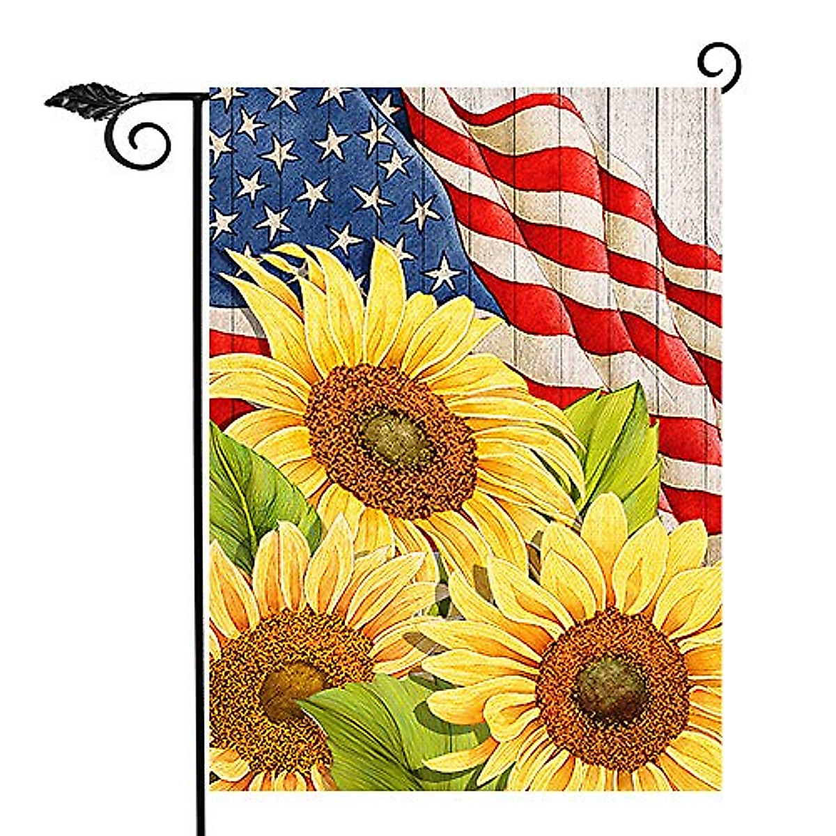 Hzppyz Sunflower 4th of July America Patriotic Garden Flag, Memorial Day Decorative Yard Outdoor Double Sided, Summer USA Spring Burlap Outside Decoration Home Small Decor 12 x 18