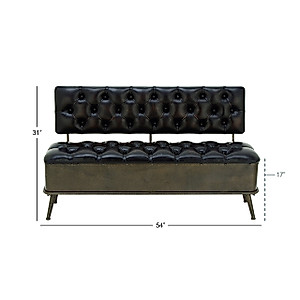 Deco 79 Industrial Metal Storage Bench, 54" x 19" x 31", Black