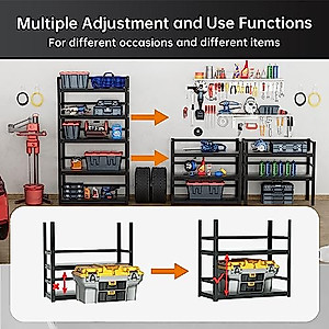 MOLYHOM Heavy Duty Garage Shelving, 5-Tier Industrial Garage Storage Shelves Racks, Adjustable Metal Storage Shelving Units, 72.1" H*39.3" W*17.7" D