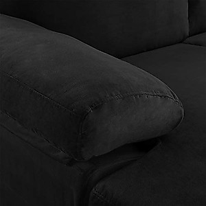 Casa Andrea Milano Modern Large Velvet L-Shape Sectional Sofa, with Extra Wide Chaise Lounge Couch, Black