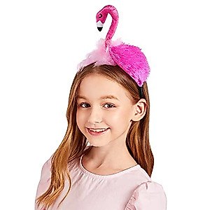 PRETYZOOM Hawaii Flamingo Headband Creative Flamingo Headdress for Hawaii Carnival Tropical Party Hair Accessory