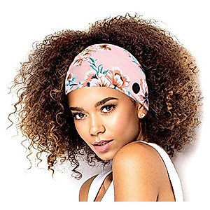 Bohend Boho Button Headband Wide Stretchy Daily Use Knotted Headwear Sport Athletic Yoga Gym Hair Accessories for Women and Girls(3pcs) (J)