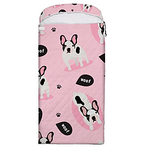 Portable Sleeping Bag Cute Dog Puppy Animal Pink Sleep Bag Cover Mat for Travel Camping Hiking Women Men Adult 3 Seasons