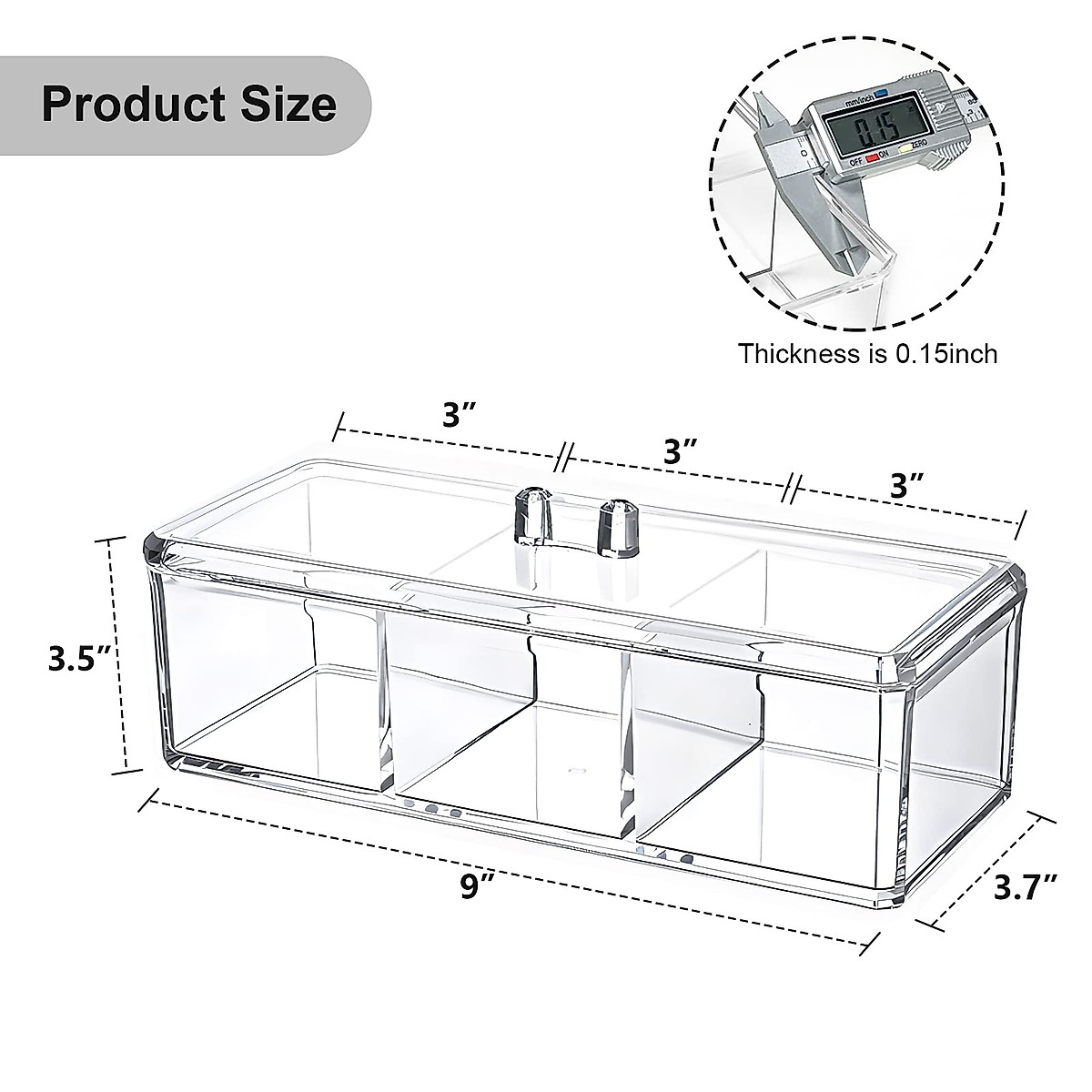 EOFJRUC Qtip Holder Cotton Ball and Swab Dispenser with Lid Clear Acrylic 3 Compartments Bathroom Canisters Cotton Pad Organizer Bathroom Vanity Countertop