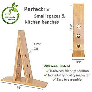 Wine Racks Countertop - 6 Bottle, Bamboo, Wine Bottle Holder for Small Spaces, Kitchen, Bar, Cabinet | Small Free Standing Wine Rack. Minimal Assembly Required