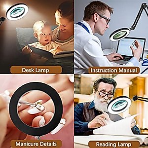 10X Magnifying Glass with Light, Lighted Magnifying Glass Magnifying Lamp 3 Color Modes Stepless Dimmable, 72 LEDs Real Glass Lens Magnifier with Light and Stand for Close Work, Repair, Reading, Craft