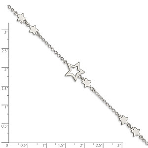 Solid Sterling Silver Star Bracelet