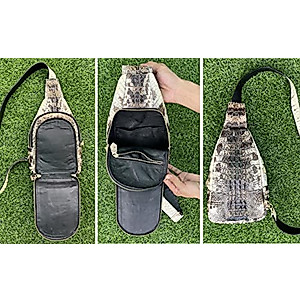 Men Sling Bag Small Crossbody Backpack Chest Bag Alligator Leather One Shoulder Strap Casual Daypack Luxury Original Crocodile for Outdoor Cycling Hiking Travel BACKPACK-55