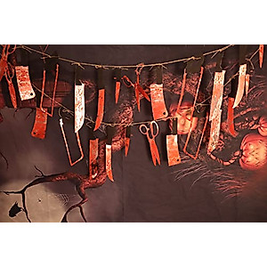 Halloween Decorations Fake Blood Weapons, Halloween Decor Bloody Garland Banner for Haunted House Halloween Horror Party Decor