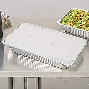 Restaurantware LIDS ONLY: Foil Lux Foil Pan Lids 25 Oven-Ready Foil Tray Lids -Fits Full-Size Steam Table Lids Freezable Silver Aluminum DisposableTurkey Pan Lids Pans Sold Separately