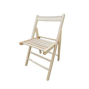 CIATRE Set of 2 Comfy Solid Wood Folding Chairs with Slatted Seat and Open Back - Fully Assembled for Indoor/Outdoor Events (Natural)