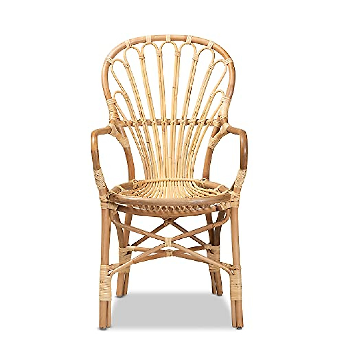 bali & pari Sheraton Modern and Contemporary Light Honey Rattan Dining Chair