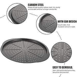 1pc Pizza Plate Pie Pan Small Pizza Pans Round Baking Pizza Tray Non Stick Donut Pan Baking Pan with Holes Bread Pizza Oven Pizza Baking Plate Sandwich With Ears 38c Carbon Steel