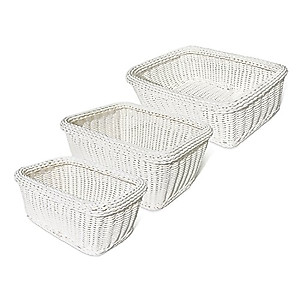 Colorbasket 02348 Rectangular Storage Basket, Dishwasher Safe, Shelf Storage, Hand Woven, Set of 6, White and Black