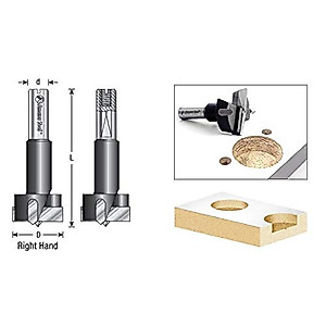 Amana Tool 203351 Carbide Tipped Hinge Boring Drill Bit 35mm Dia x 57mm Long x 10mm Right Hand