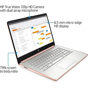 2021 HP Stream 14" HD Laptop Computer, Intel Celeron N4020 Processor, 4GB RAM, 64GB eMMC, HD Audio, HD Webcam, Intel UHD Graphics 600, 1 Year Office, HDMI, Win 10 S, Rose Gold, 128GB SnowBell USB Card