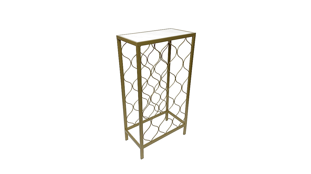 Chic Gold Metal Wine Rack | Marble Top | Holds 12 Bottles