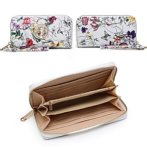 Womens Handbag Top Handle Shoulder Bag Tote Satchel Purse Work Bag with Matching Wallet (5-White Floral)