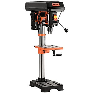 VEVOR 10 in Benchtop Drill Press, 3.2 Amp 120V, 5-Speed Cast Iron Bench Drill Press, 10 in Swing Distance 0-45° Tiltling Worktable with Work Light, Tabletop Drilling Machine for Wood Metal