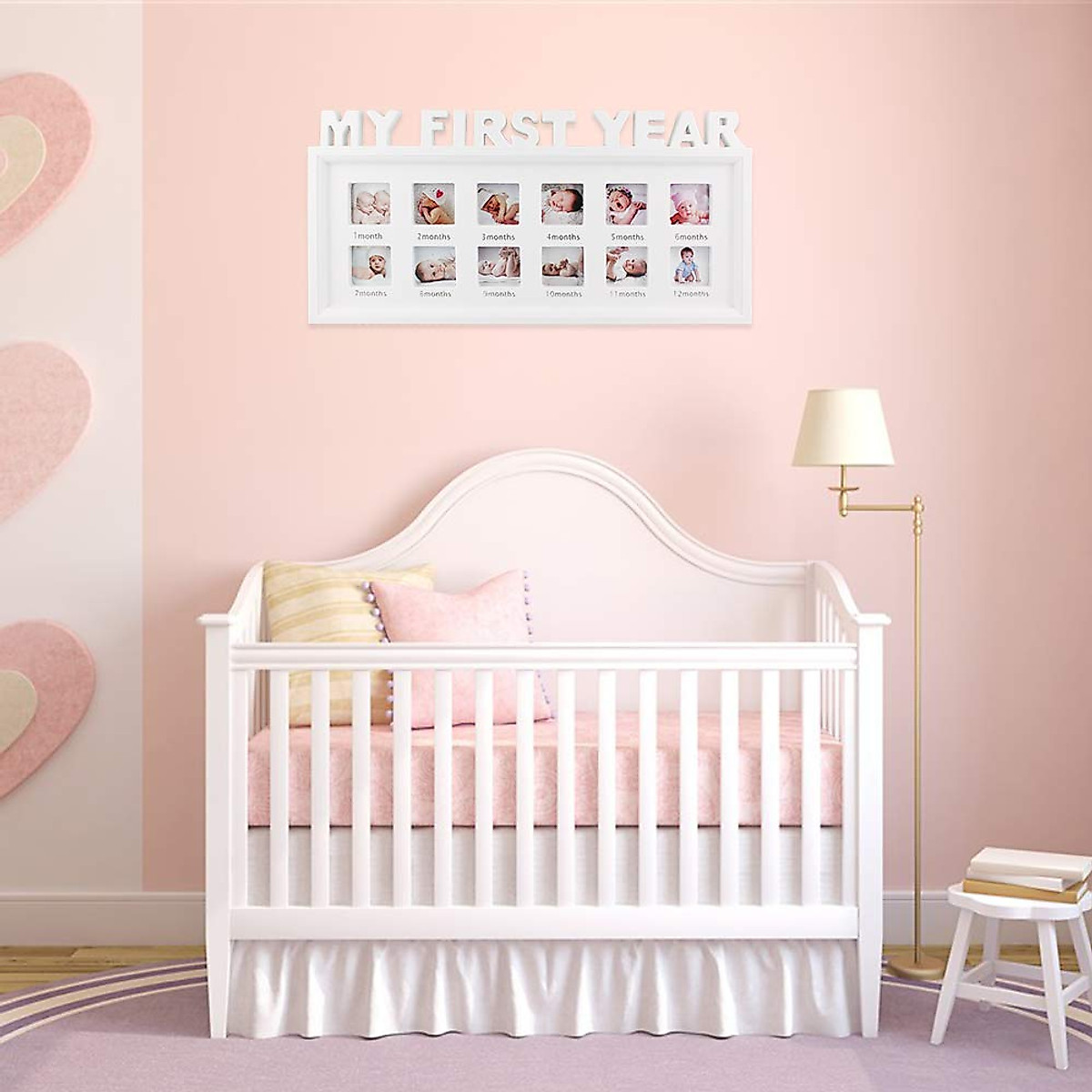 ESTAMICO My First Year Frame Baby Picture Keepsake Frame for Photo Memories, White