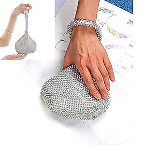 Vistatroy Women's Evening Bag Sparkly Rhinestone Purse Triangle Designer Chain Clutch Purse Bag Party Prom Wedding Purse(A Silver)