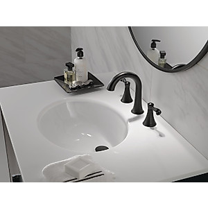 Delta Faucet Esato Widespread Bathroom Faucet 3 Hole, Matte Black Bathroom Faucet, Bathroom Sink Faucet, Drain Assembly Included, Matte Black 35897LF-BL