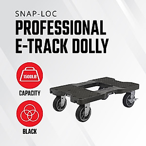 SNAP-LOC, All Terrain 4 Wheel Heavy Duty Dolly Cart, 6 Inch Casters, E Strap Attachment Included, 1,500 lb Capacity, Made in USA, Black