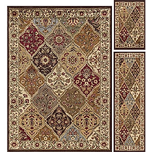 Universal Rugs 105120 Multi 3 Pc. Set 5-Feet by 7-Feet, 20-Inch by 60-Inch and 20-Inch by 32-Inch Area Rug, 3-Piece