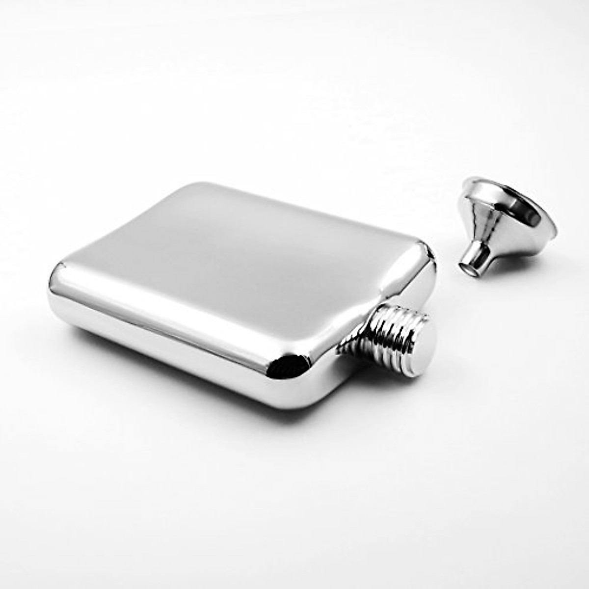 iSavage 6oz Hip Flask Square Shape 18/8 Stainless Steel Mirror Finishing with a Funnel-YM116