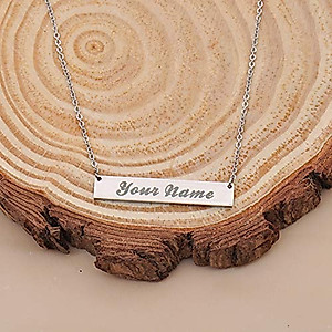 Love Wind Long Bar Necklace Personalized Cobi Nameplate Monogram Initial Necklace for Women