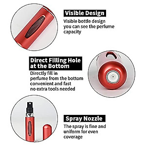 Saiveina Portable 5ml Mini Perfume Atomizer Bottles, Refillable Perfume Spray Bottle, Scent Pump Case, Empty Perfume Bottles for Travel and Outgoing(4 Pack)