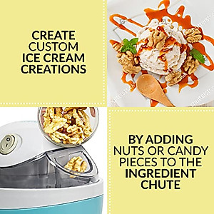 Nostalgia Electric Ice Cream Maker - Old Fashioned Soft Serve Ice Cream Machine Makes Frozen Yogurt or Gelato in Minutes - Fun Kitchen Appliance - Modern Style - Blue - 1 Pint