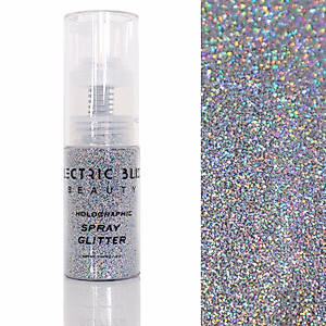 Holographic Silver - Shiny Glitter Spray, Body Glitter Spray, Hair Glitter Spray, Glitter Spray for Hair & Body Face Glitter, Eye Glitter, Body Glitter Rave Glitter Festival Accessories