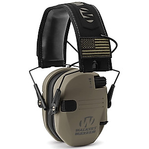 Walker's Razor Slim Shooter Electronic Hunting Folding Hearing Protection Earmuffs w/ 23dB Noise Reduction & Sound Amplification, Tan Patriot (4 Pack)