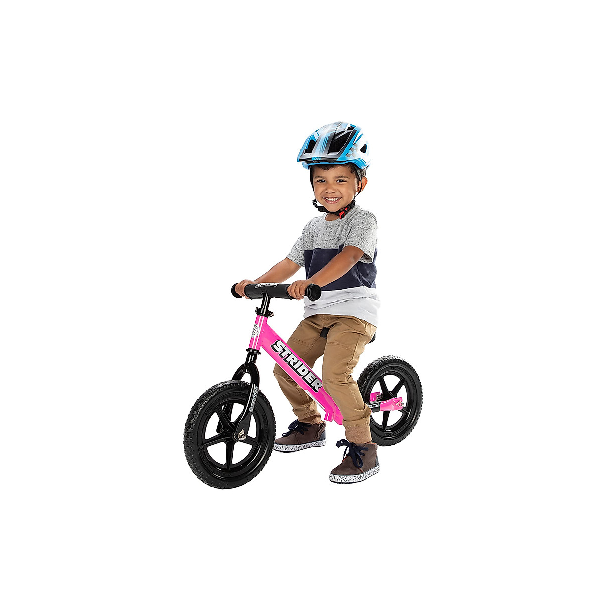 Strider 12” Sport Bike, Pink - No Pedal Balance Bicycle for Kids 1 to 4 Years - Includes Safety Pad, Padded Seat, Mini Grips & Flat-Free Tires - Tool-Free Assembly & Adjustments