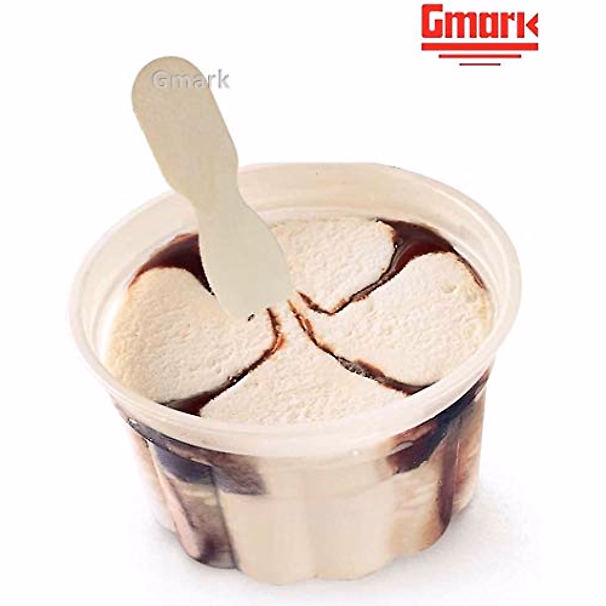 Gmark Wooden Ice Cream Spoons 100pc - Tasting Spoons, Ice Cream Sticks 3 Inches Perfect for Tasting, Sampling, Crafts 100/Bag GM1037