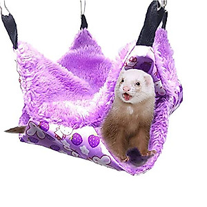 Oncpcare Pet Cage Hammock, Sugar Glider Hammock Ferret Bunk Bed Guinea Pig Cage Accessories Hamster Bedding Cozy Small Pet Bed for Chinchilla Parrot Squirrel Rat Playing Sleeping