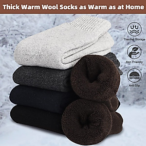 VoJoPi 5 Pairs Wool Socks Mens Thick Thermal Winter Socks for Men Warm Hiking Socks Super Soft Cozy Boot Socks