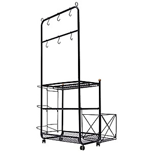 KenSyuInt 3-Layer Ball Storage Rack,Garage Ball Storage,Garage Storage System,Sports Equipment Storage Rack,for Indoor and Outdoor Equipment Placement(Black)