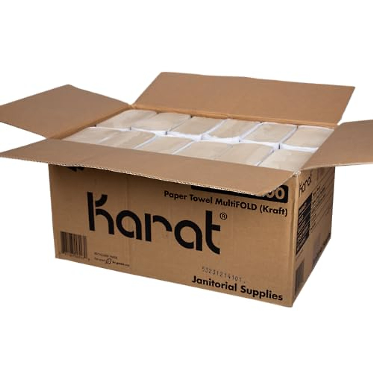 Karat Multifold Paper Towels - Absorbent and Sturdy - Kraft, 334 Sheets X 12 Packs, Recycled Fibers