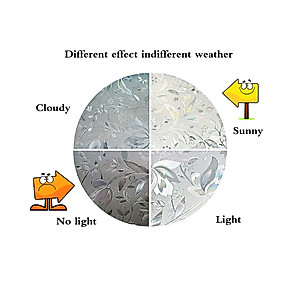 Window Film Privacy No Glue Static Cling 17.5" by 78.7" Glass Film Decorative Window Films Heat Control for Home Kitchen Office