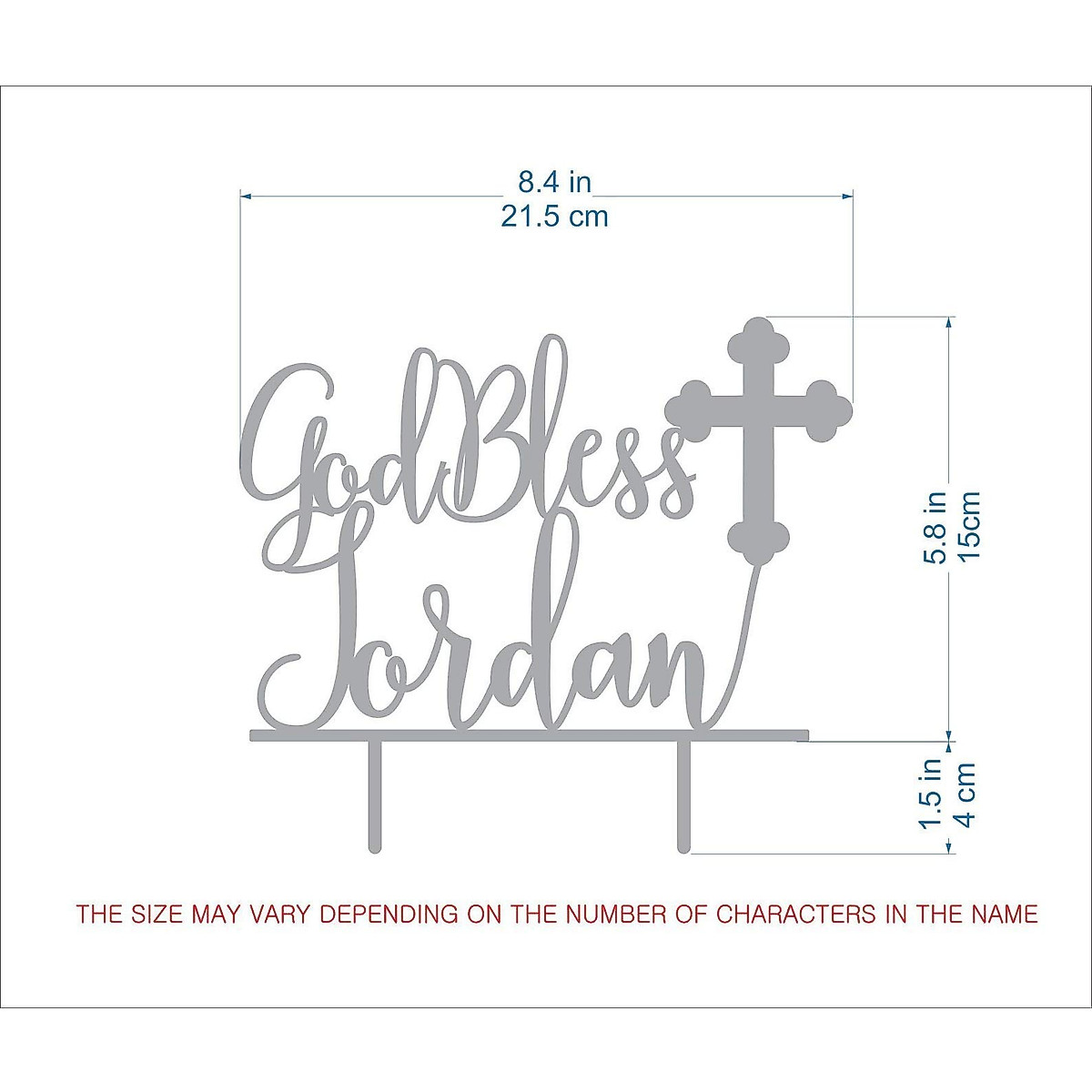 Personalized God Bless Cake Topper with Cross Name Baby Baptism centerpiece Christening Topper 1st First Holy Communion Religious Toppers Blessed Custom Sign Christian Acrylic Party Anniversary Gifts